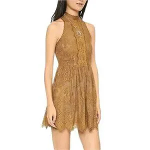 Free People | Dresses | Free People Verushka Lace Mini Dress Golden ...